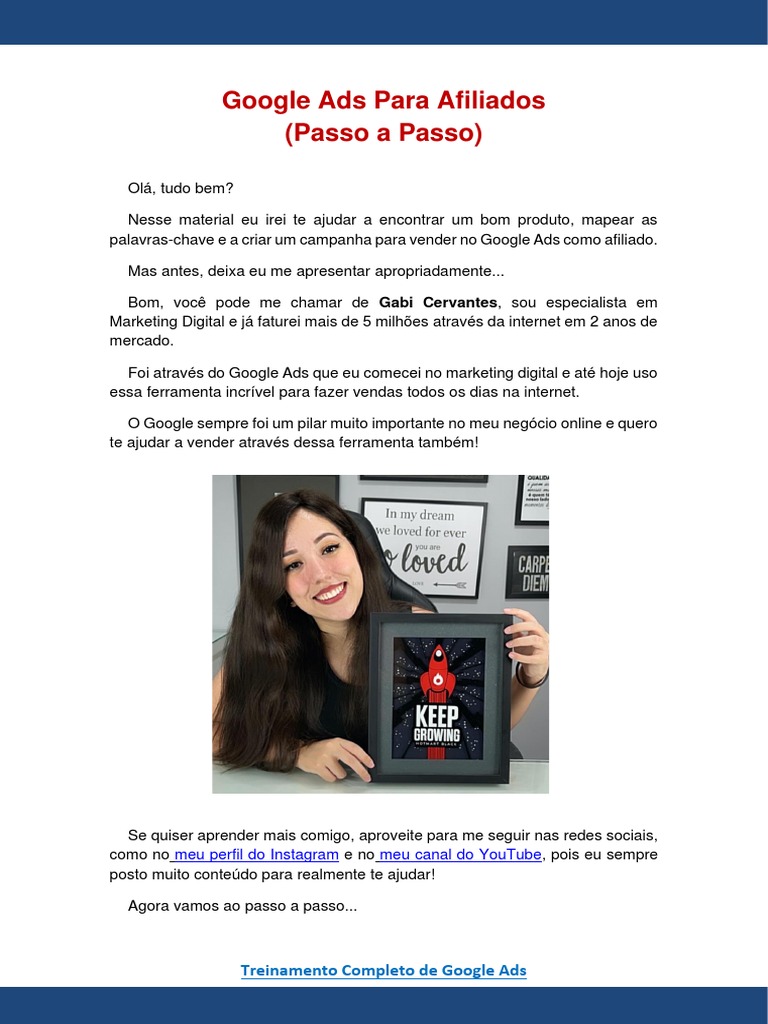 Guia Passo-a-Passo Completo para Configurar uma Campanha de Afiliados no Google Ads | PDF ...