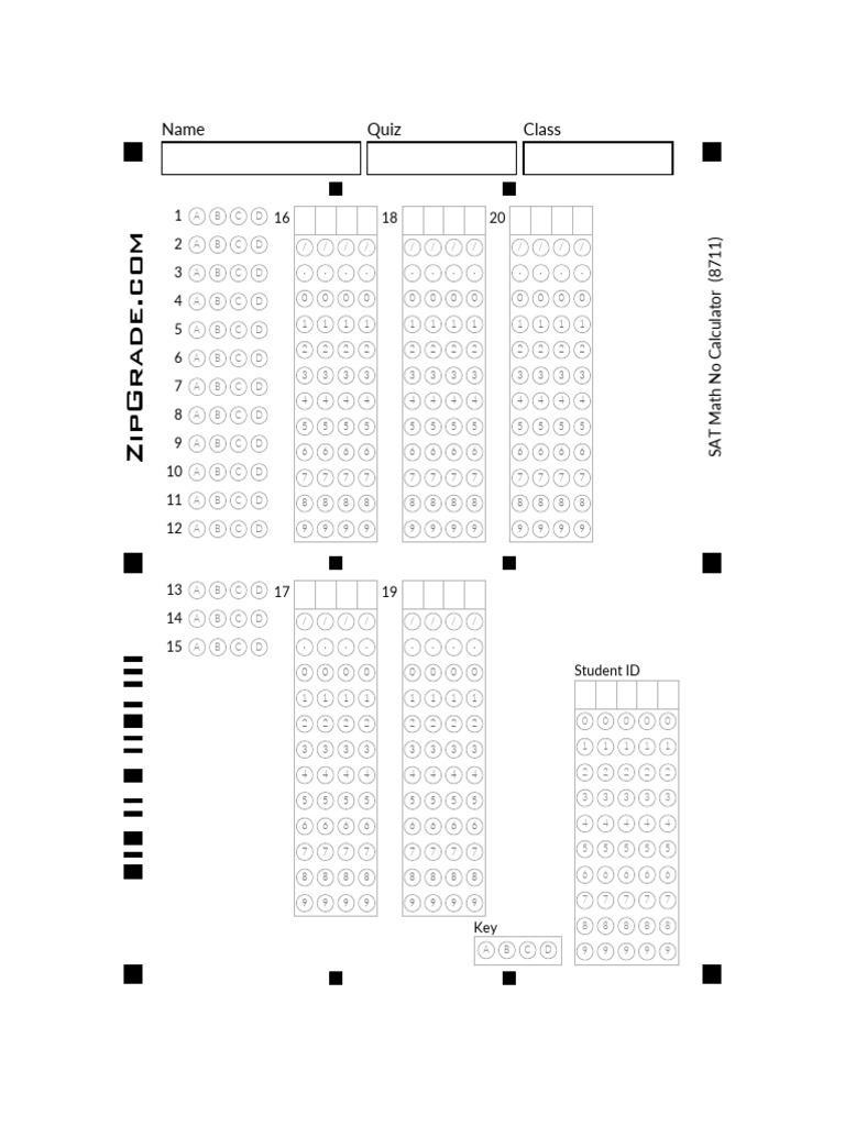 SAT Math NC Bubble Sheet | PDF