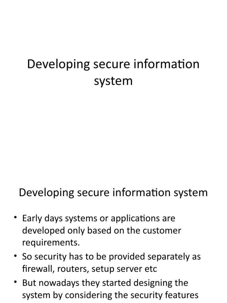 Developing Secure Information System | PDF | Information Security ...
