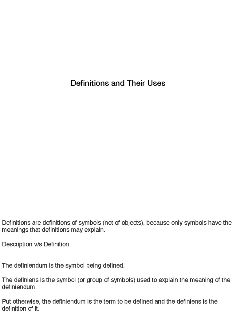 Types and Uses of Definitions | PDF | Definition | Theory