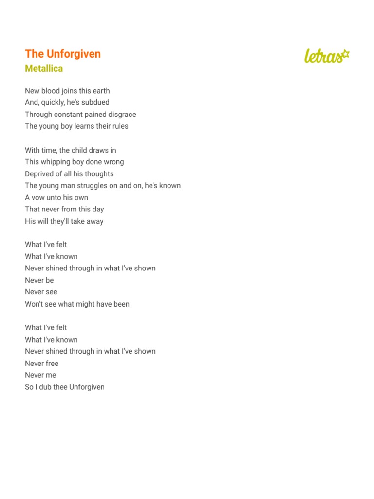 THE UNFORGIVEN - Metallica | PDF | Social Science | Self-Improvement