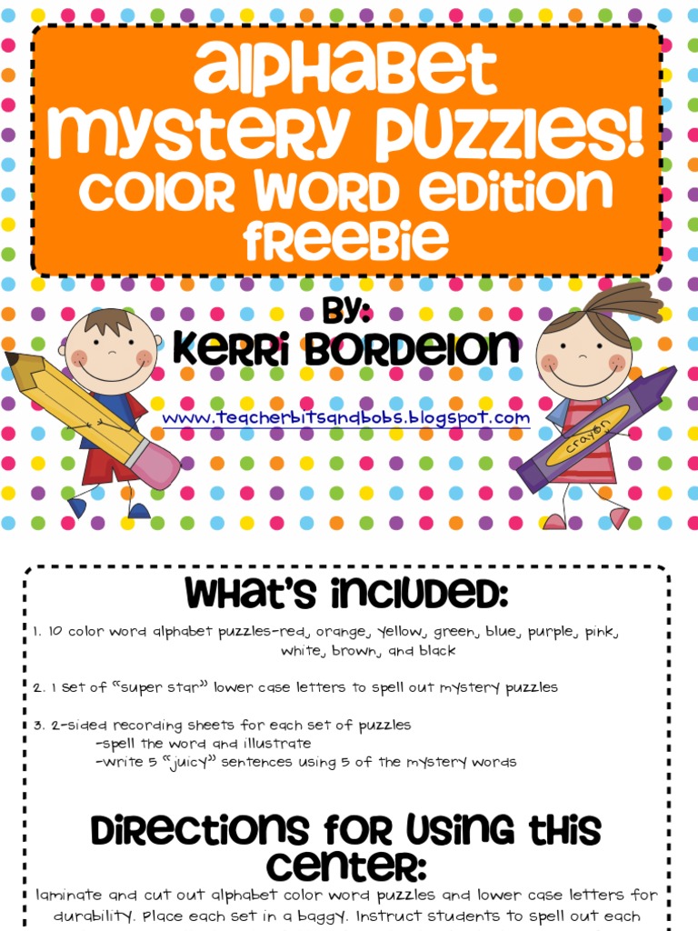 Alphabet Mystery Puzzles!: Color Word Edition Freebie | PDF ...