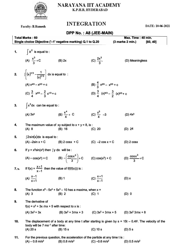 DPP Integration and Vectors | PDF | Geometry | Quantity