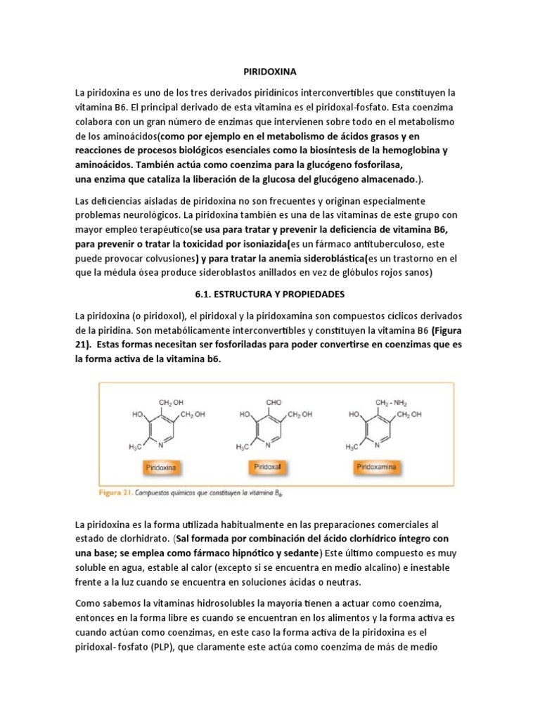 PIRIDOXINA | PDF | Biosíntesis | Productos naturales