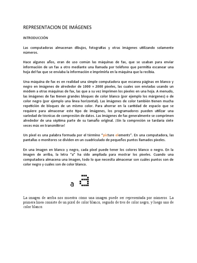 Representación Numérica de Imágenes | PDF | Fax | Píxel
