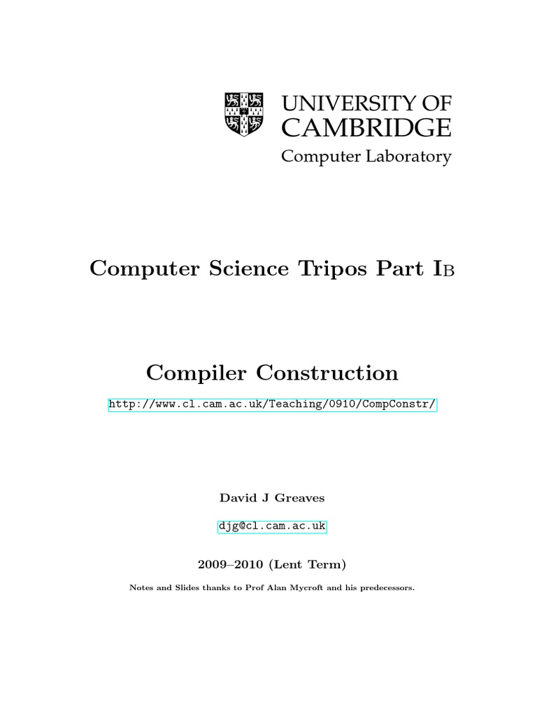Cambridge: Computer Science Tripos Part Ib | PDF | Compiler | Parsing