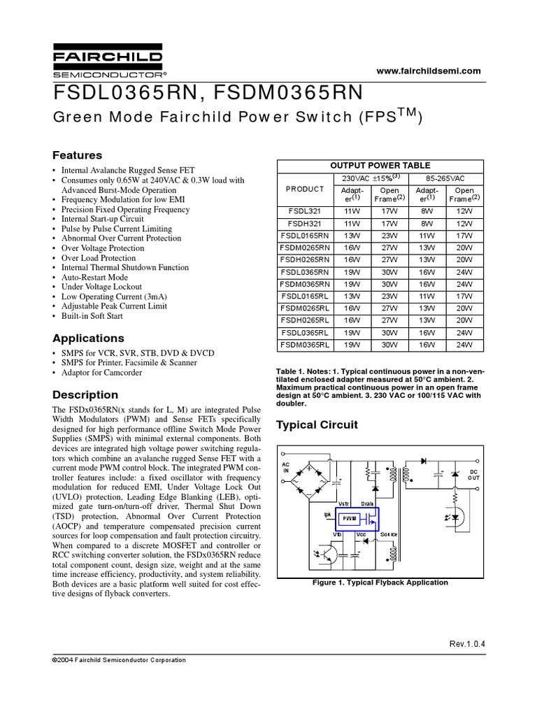 Datasheet FSDL0365RN y SG6858 | PDF | Field Effect Transistor ...