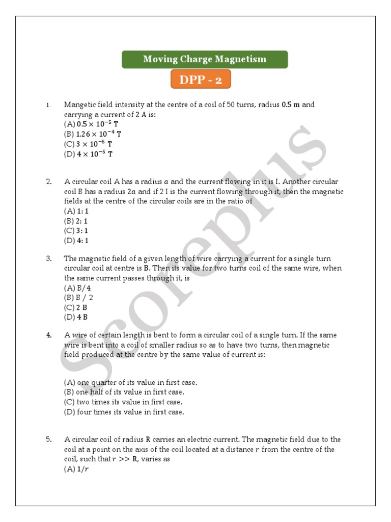 DPP - Magnetism Lec 2 - New | PDF | Magnetic Field | Electromagnetic ...