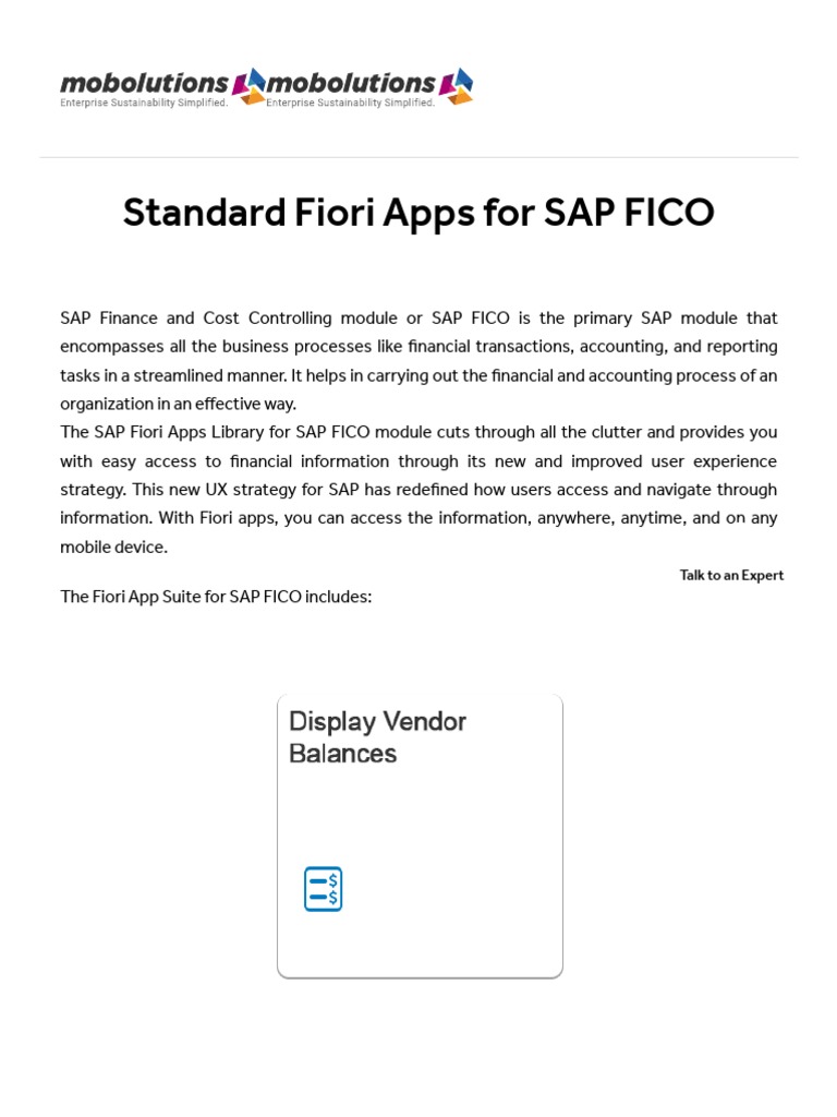 Fiori Apps For SAP FICO - SAP FICO Fiori Apps - SAP FICO Apps | PDF ...