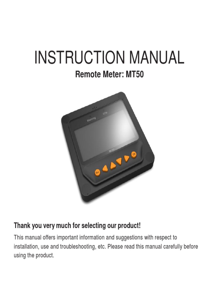 Instruction Manual: Remote Meter: MT50 | PDF | Battery Charger | Menu ...