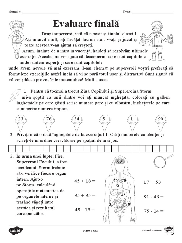 M 5578 Clasa I Mem Evaluare Finala Fisa de Evaluare Cu Descriptori de ...