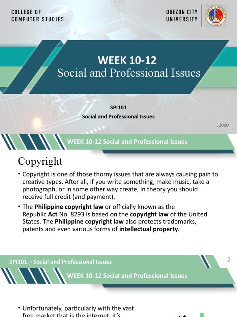 Social and Professional Issues: WEEK 10-12 | PDF | Non Disclosure ...
