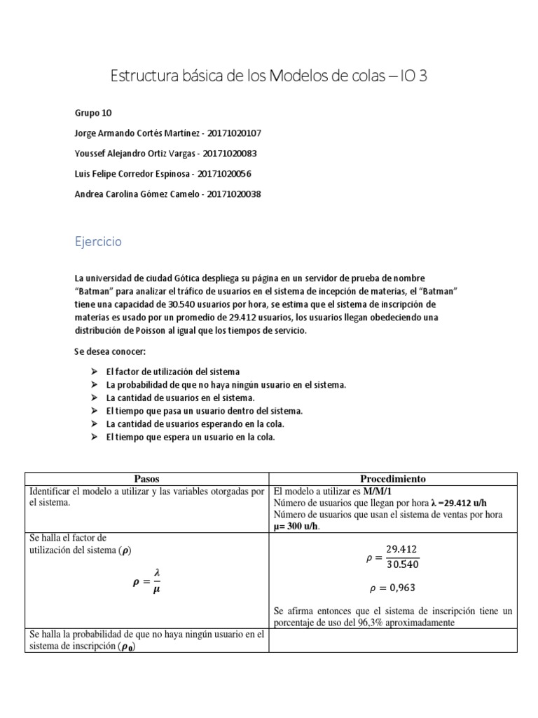 Ejercicio Estructura Básica de Los Modelos de Colas | PDF