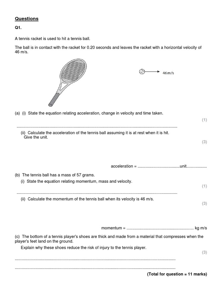 9-1-Forces-And-Motion (Edexcel Igcse) Worksheet | PDF | Speed | Momentum