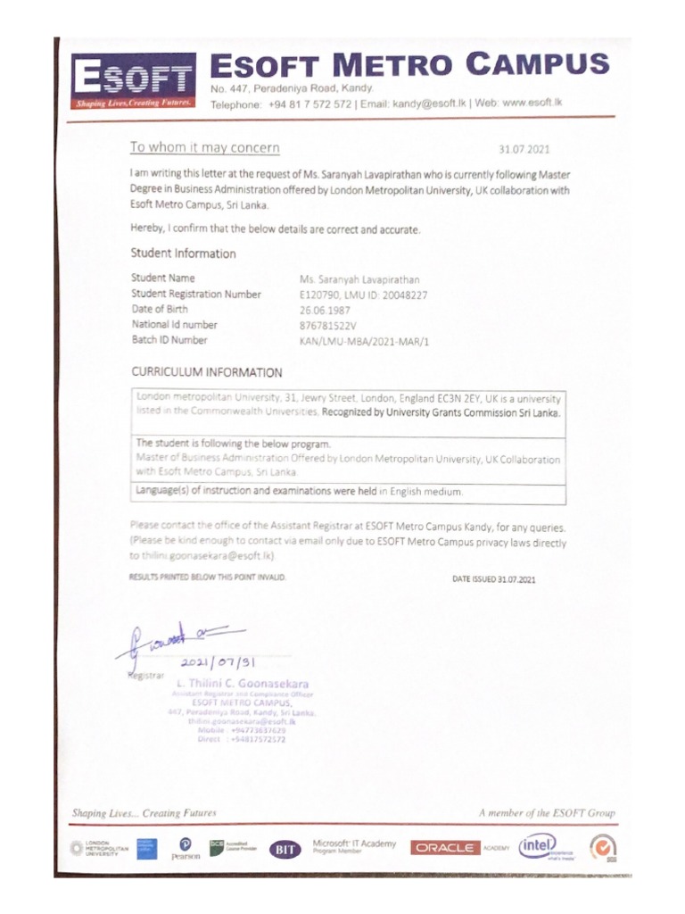 Esoft Metro Campus | PDF