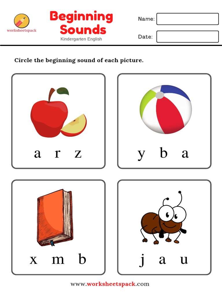 Beginning Sounds Worksheets for Kids | PDF