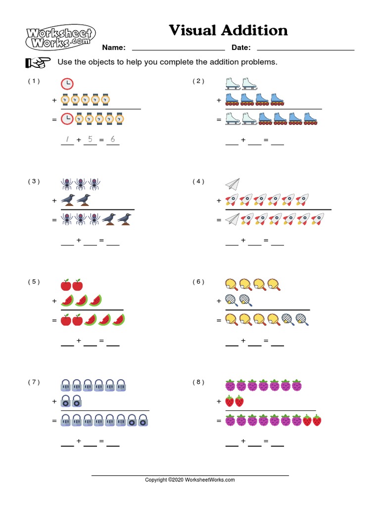 WorksheetWorks Visual Addition 2 | PDF