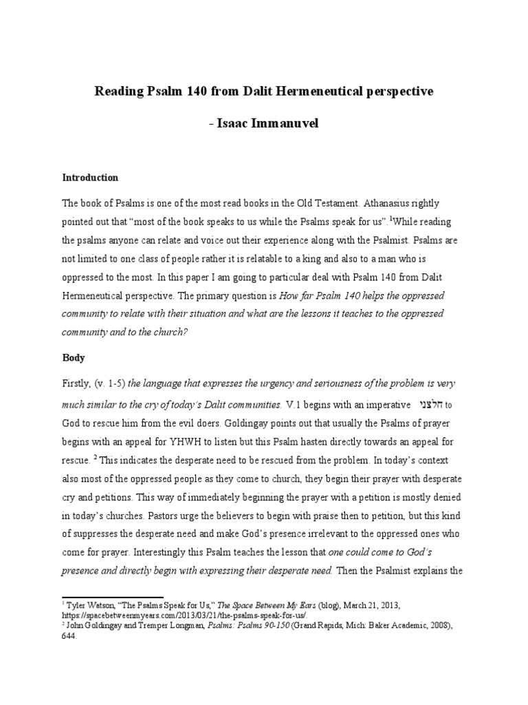Psalm 140 From Dalit Perspective | PDF | Psalms | God