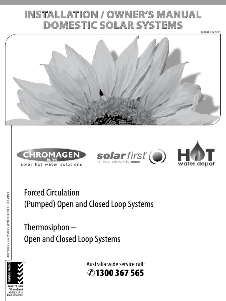 Chromagen Solar Hot Water Manual | PDF | Water Heating | Solar Energy