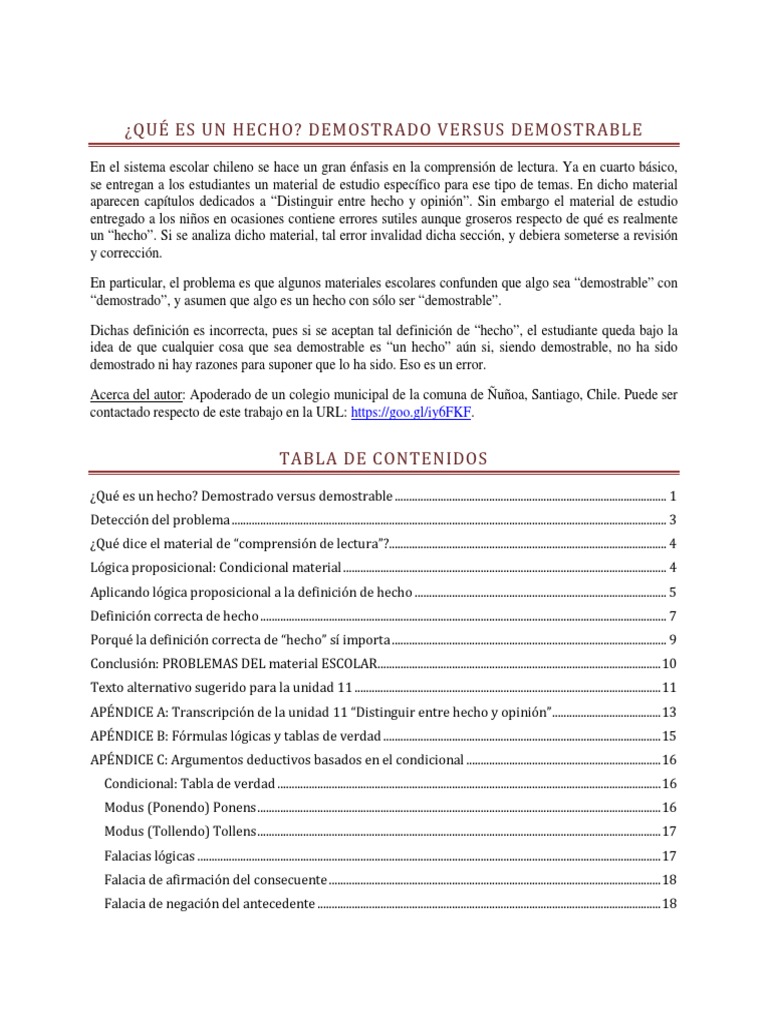 Que Es Un Hecho - Demostrado Vs Demostrable | PDF | Falacia | Argumento