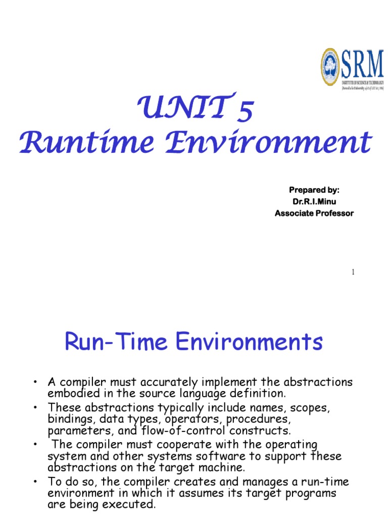 Unit 5 - Runtime Environment | PDF | Subroutine | Scope (Computer Science)