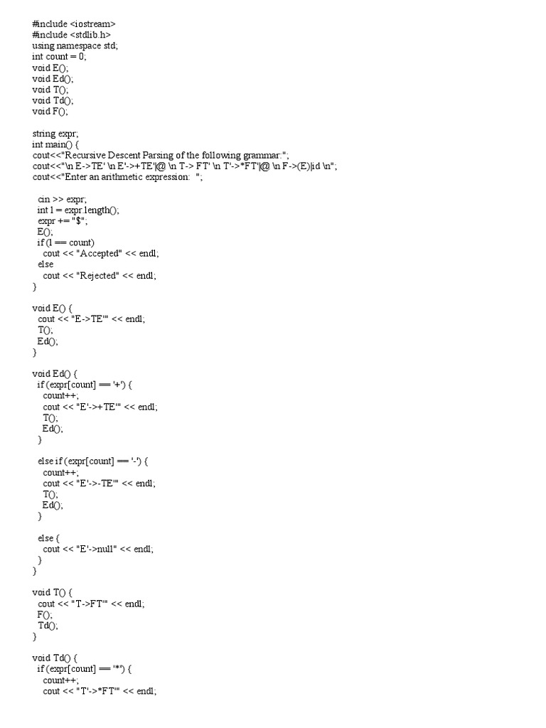 Recursive Descent Parser | PDF