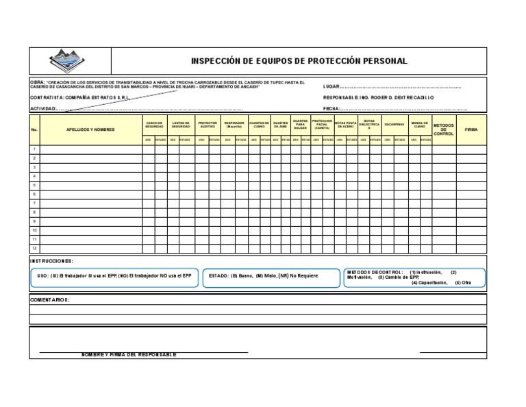 Formato Inspeccion de EPP | PDF