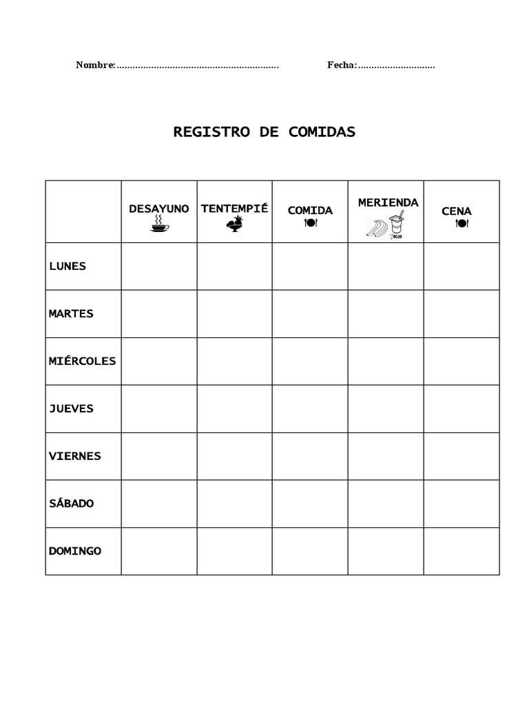 Registro de Comidas | PDF