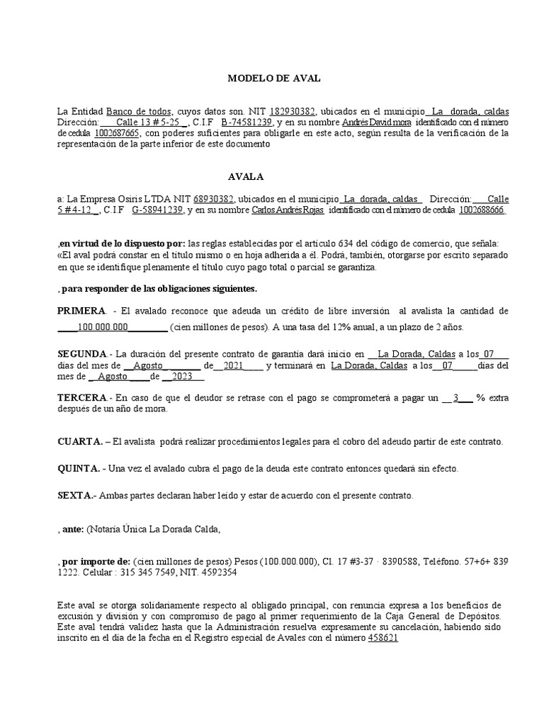 Contrato de Aval | PDF | Economias