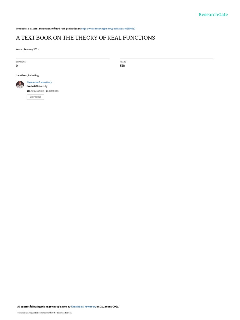 A Textbook On The Theory of Real Functions | PDF | Career & Growth ...