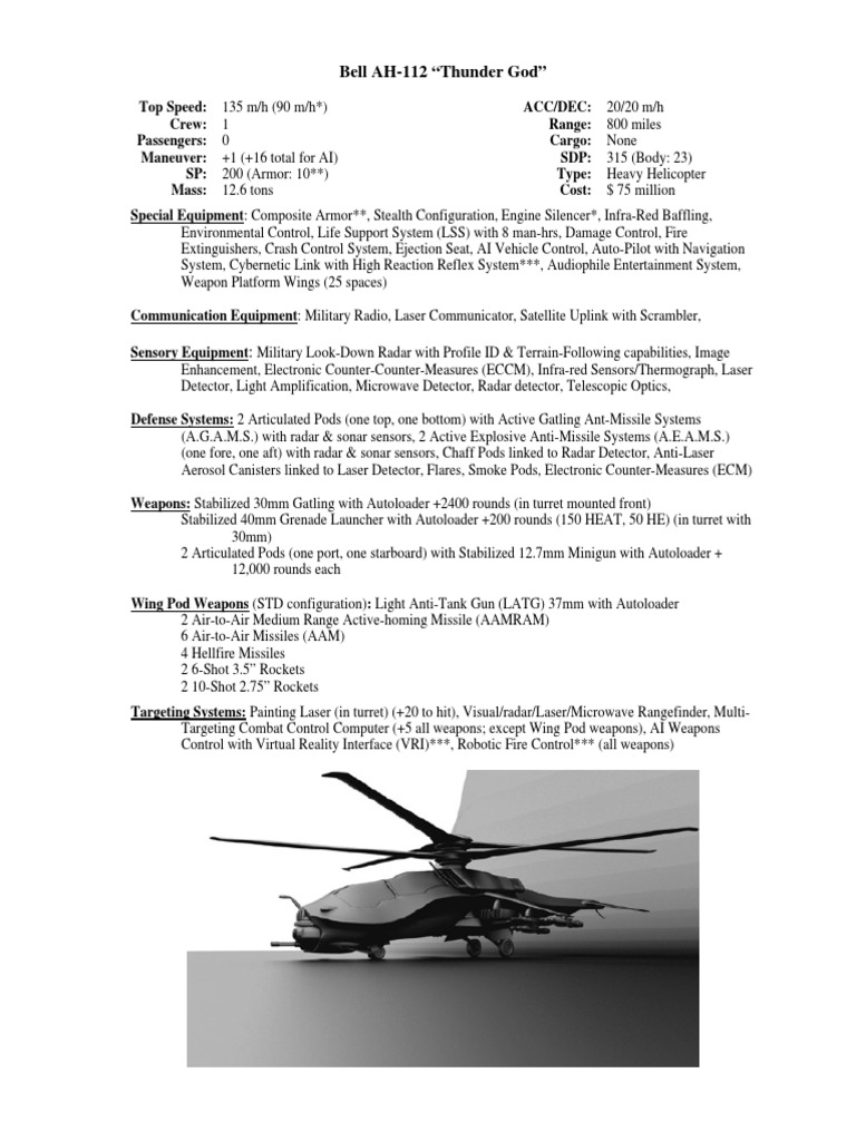 Bell AH-112 Attack Helicopter | PDF | Missile | Equipment