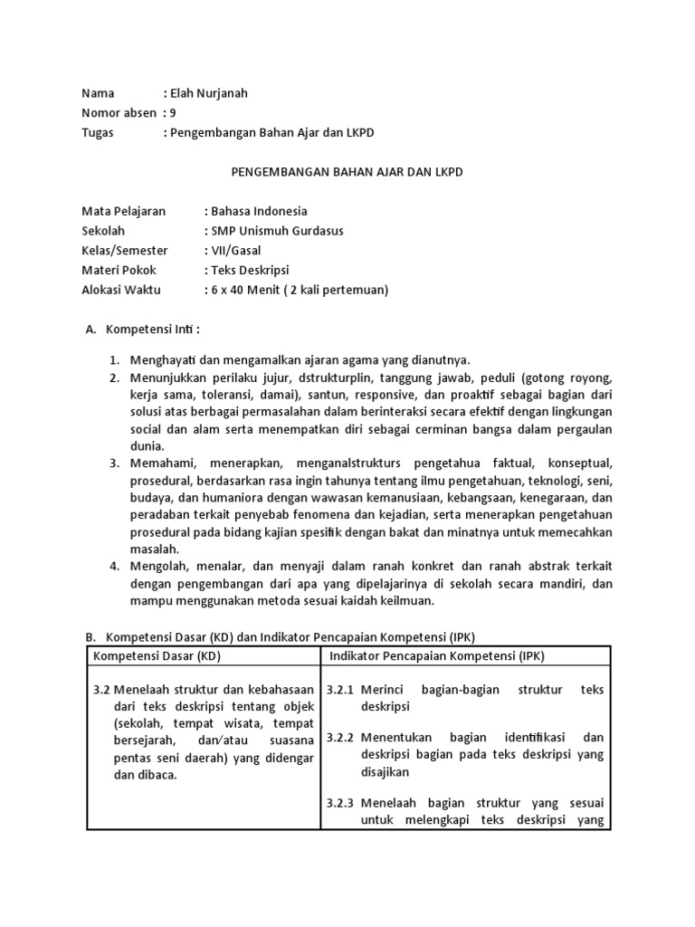 Elah Nurjanah - Bahan Ajar Dan LKPD | PDF