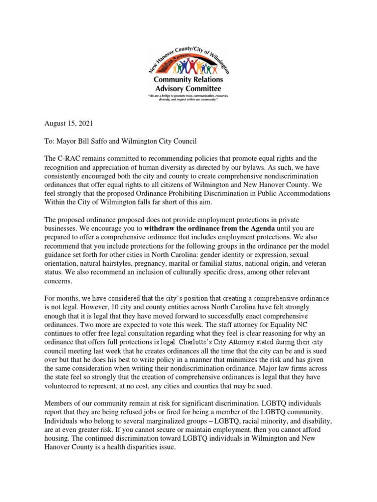 Final Crac Ndo Letter | PDF | Discrimination | Gender Studies