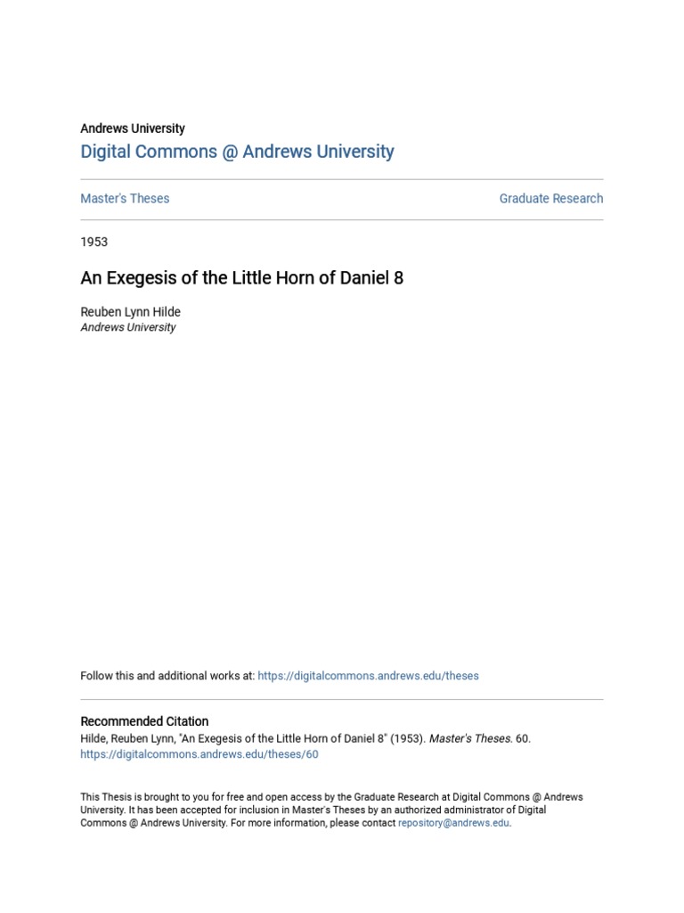 An Exegesis of The Little Horn of Daniel 8 | PDF