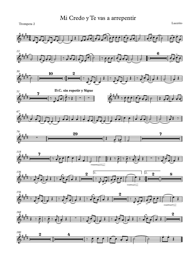 Mi Credo y Te Vas A Arrepentir - Trompeta 2 | PDF