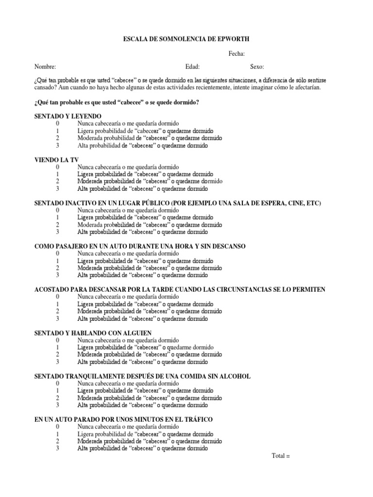 Escala de Epworth (Estilo Atenas) | PDF