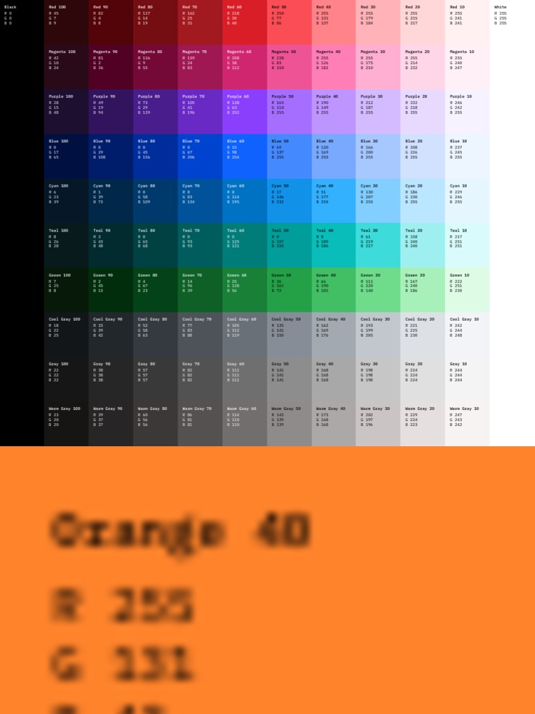A Color Gradient Scale of Common Colors | PDF | Grey | Magenta