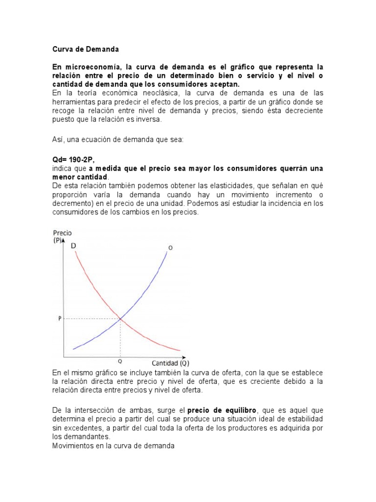 Curva de Demanda | PDF | Oferta y demanda | Elasticidad (economía)