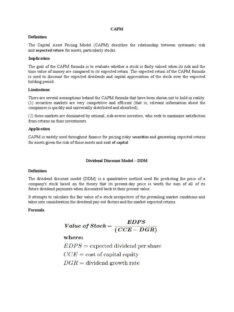 Capm & DDM | PDF