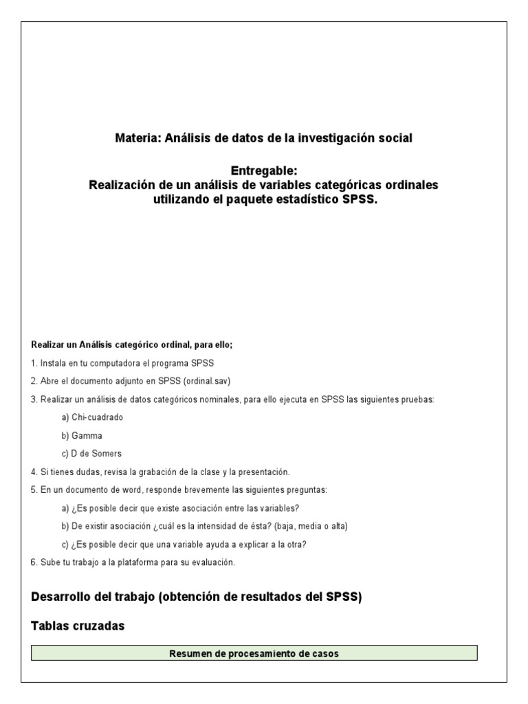 SPSS Analisis de Variables Categoricas Ordinales | Descargar gratis PDF ... SPSS Analisis de Variables Categoricas Ordinales | Descargar gratis PDF ...