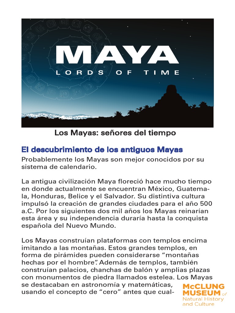 Los Mayas Señores Del Tiempo (Artículo) Autor McClung Museum of Natural ...
