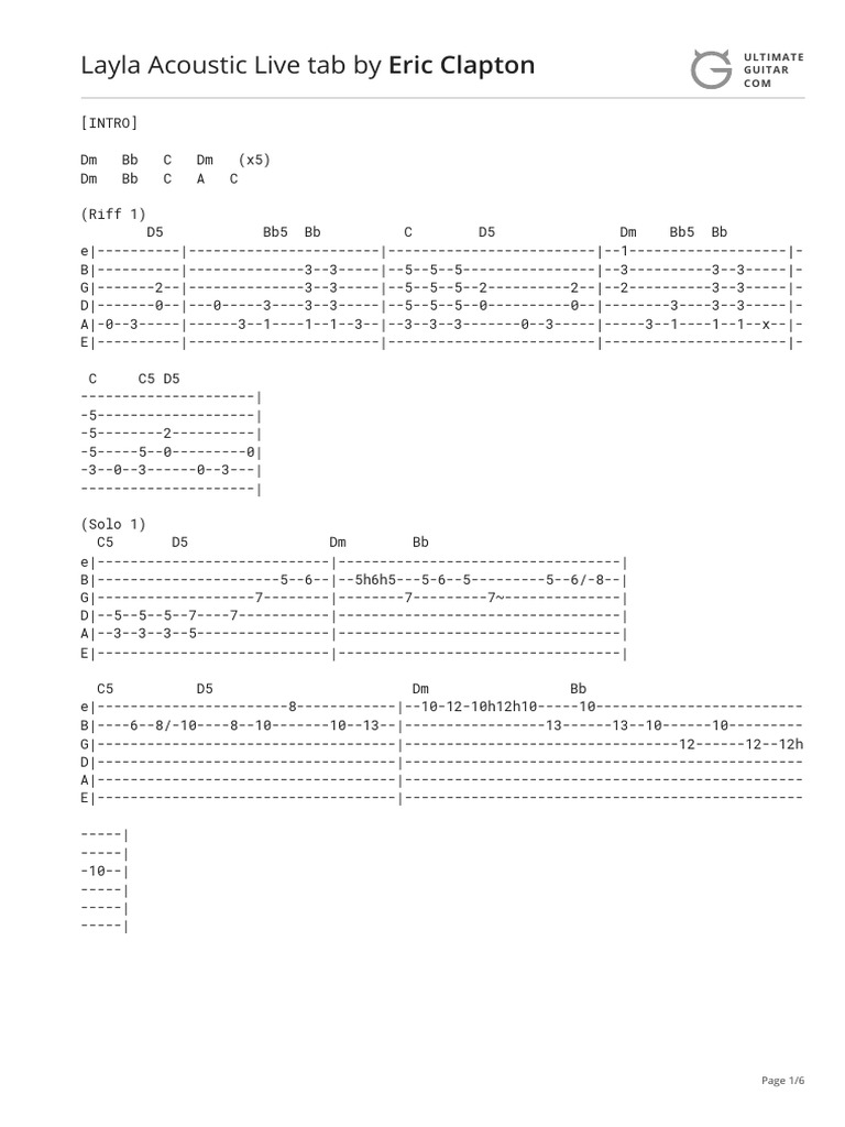 Layla Tab (Ver 4) by Eric Claptontabs at Ultimate Guitar Archive | PDF ...