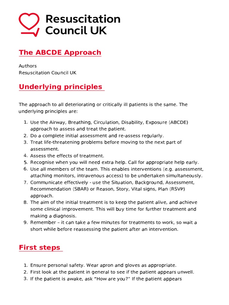 The ABCDE Approach | PDF | Shock (Circulatory) | Blood Pressure