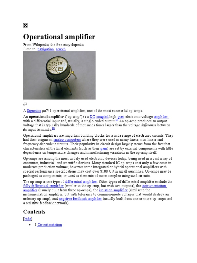 Operational Amplifier | PDF | Operational Amplifier | Amplifier