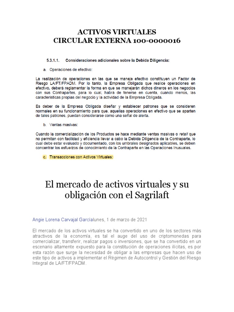 Activos Virtuales - Explicacion | PDF | Criptomoneda | Business