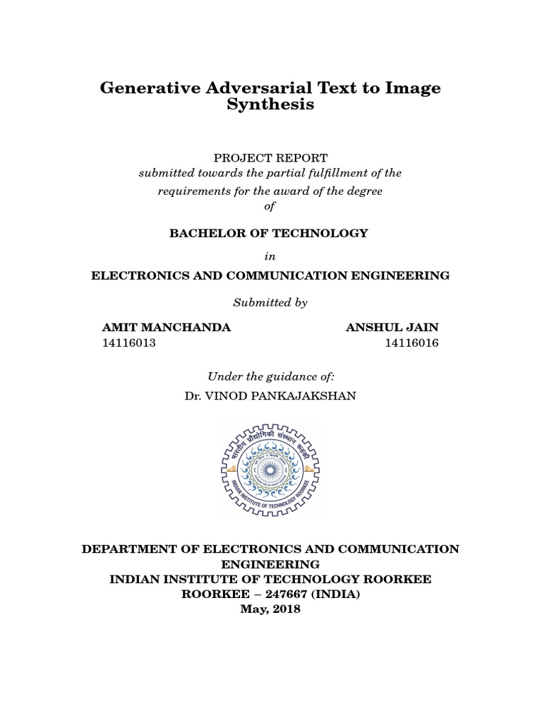BTP Report On Text To Image Synthesis | PDF | Artificial Neural Network | Deep Learning