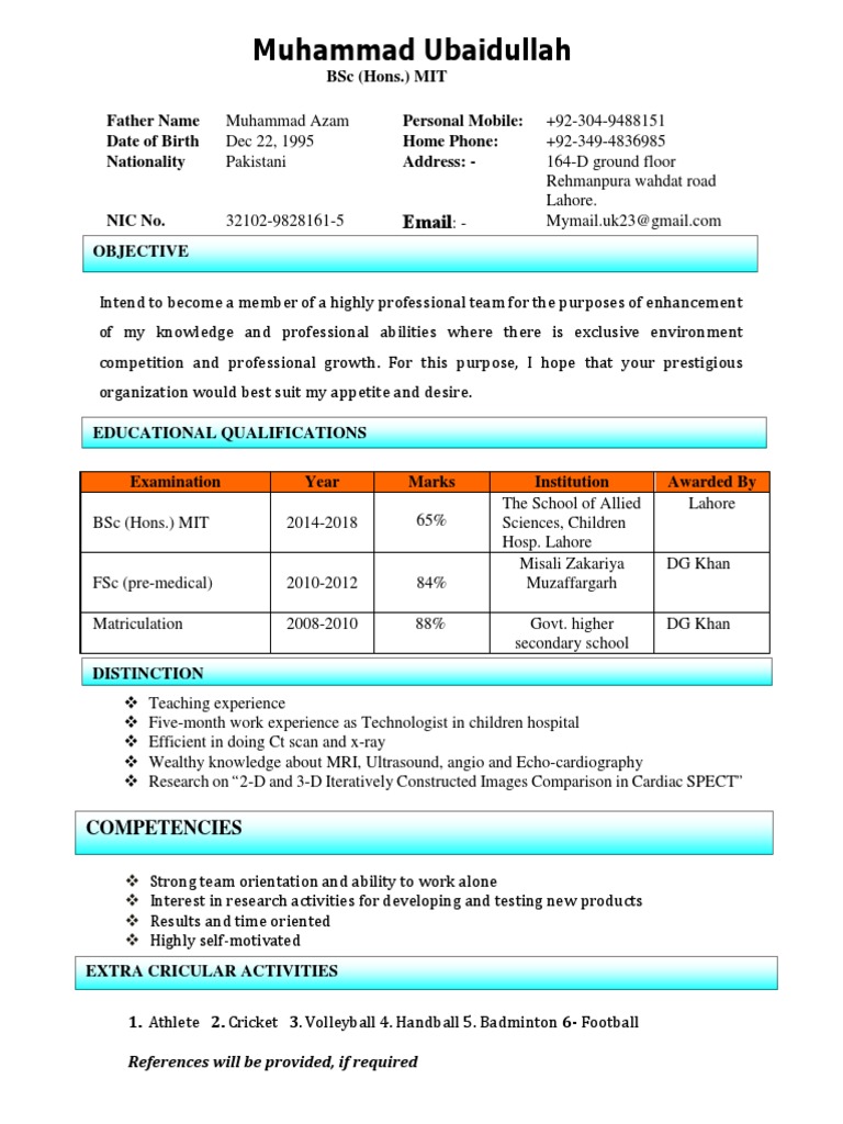 Ubaid CV | PDF | Career & Growth