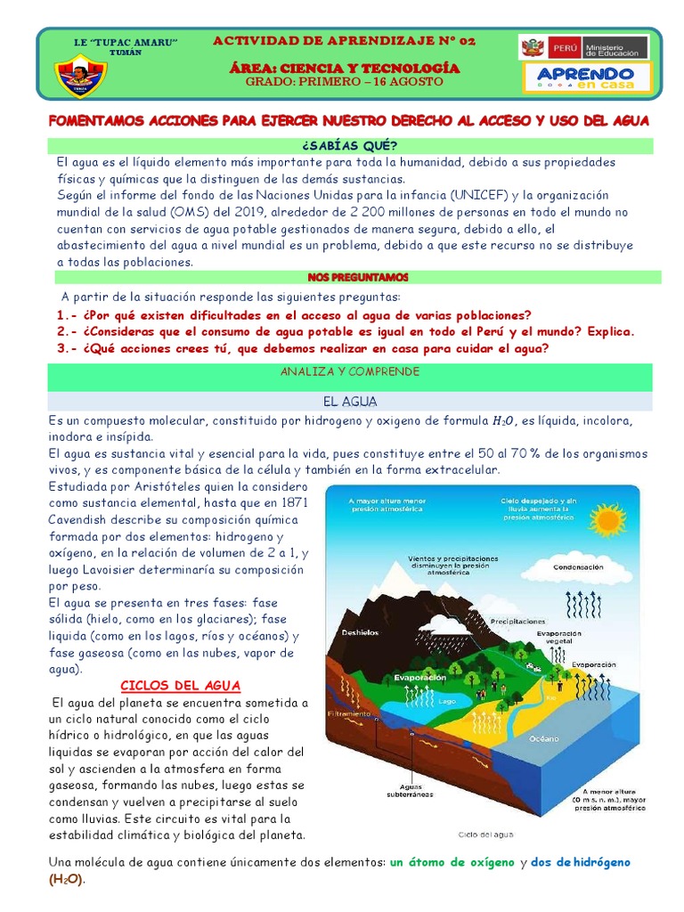 Importancia y Propiedades del Agua | PDF | Propiedades del agua | Agua