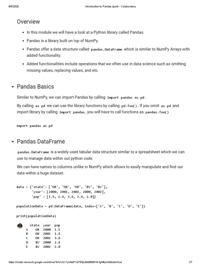 Introduction To Pandas - Ipynb - Colaboratory | PDF | Information ... Introduction To Pandas - Ipynb - Colaboratory | PDF | Information ...