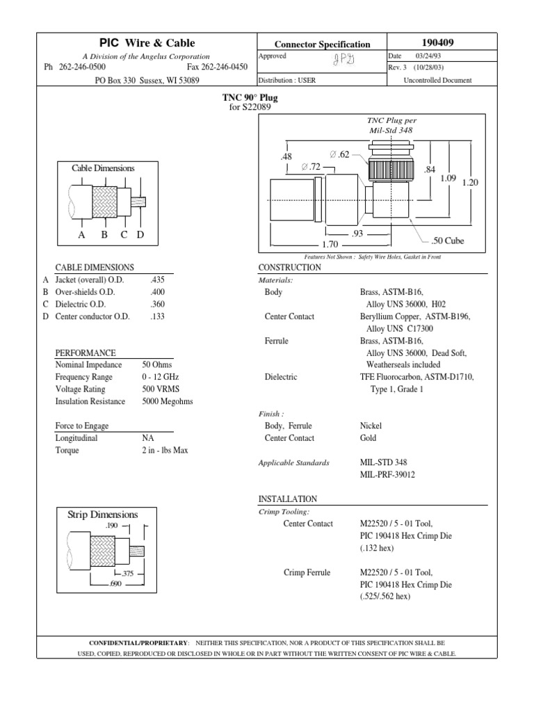 PIC Wire & Cable: For S22089 | PDF | Electrical Connector ...